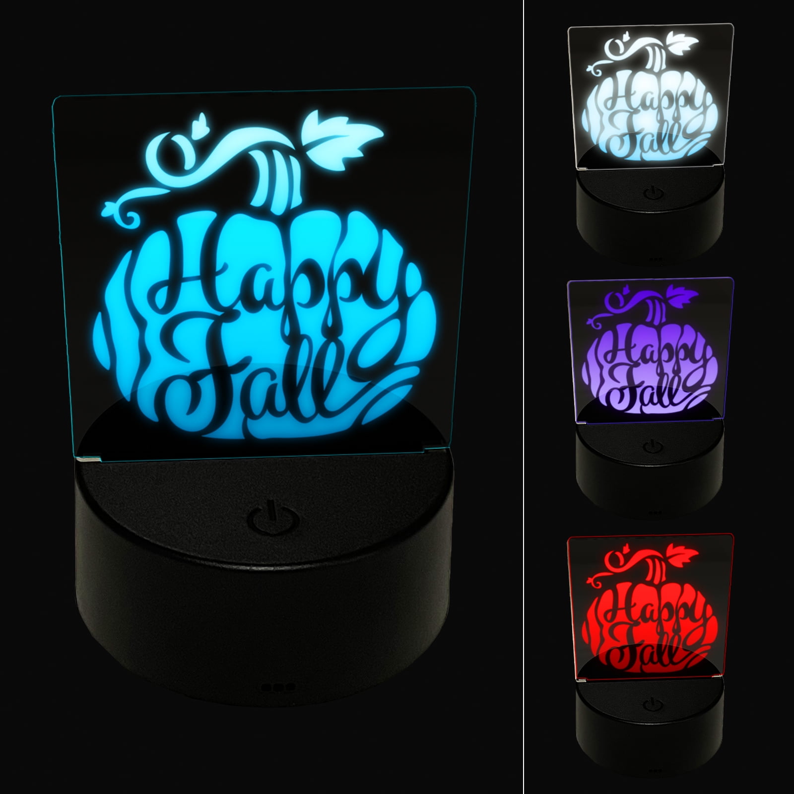 Happy Fall Autumn Harvest Pumpkin with Vine LED Night Light Sign 3D ...