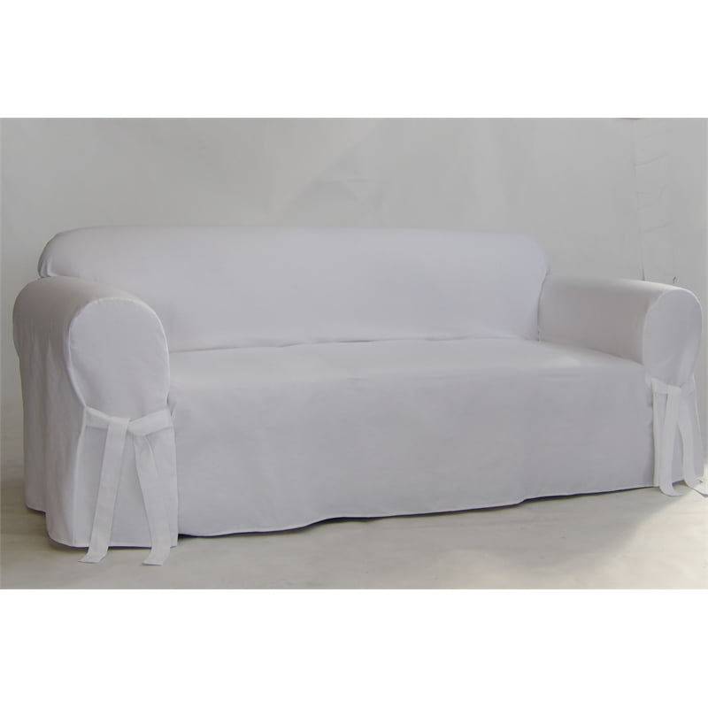 Cotton Twill One Piece Sofa Slipcover in White - Walmart.com