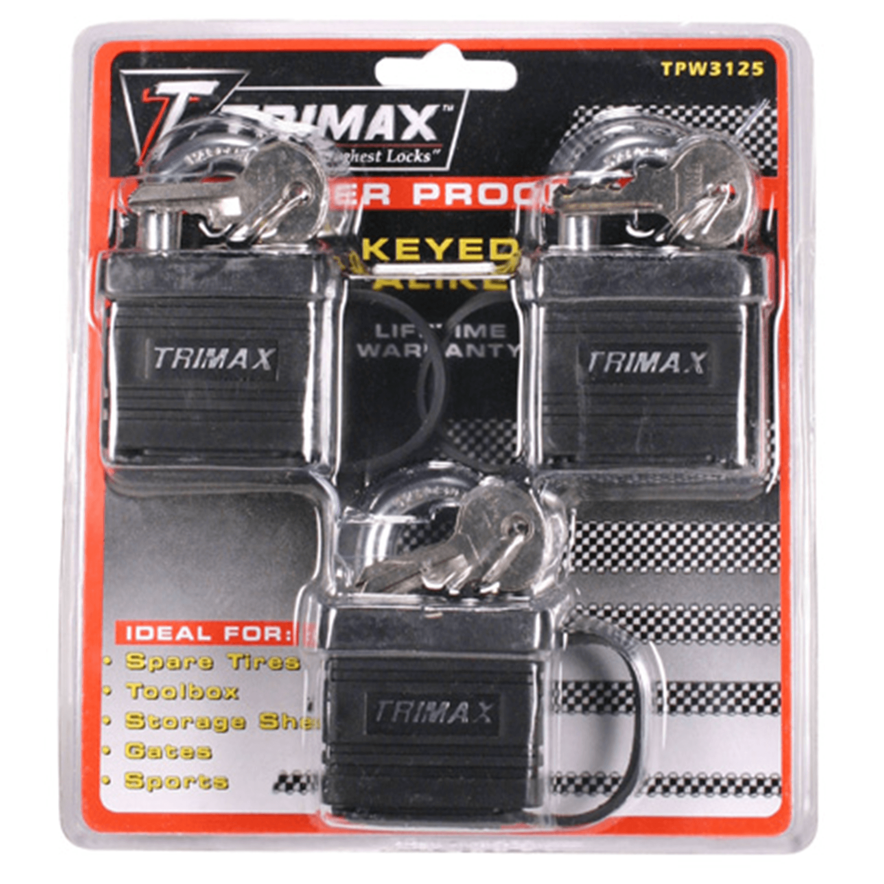 Trimax Keyed-Alike Solid Brass Waterproof Padlock, Pack of 3 - Walmart ...