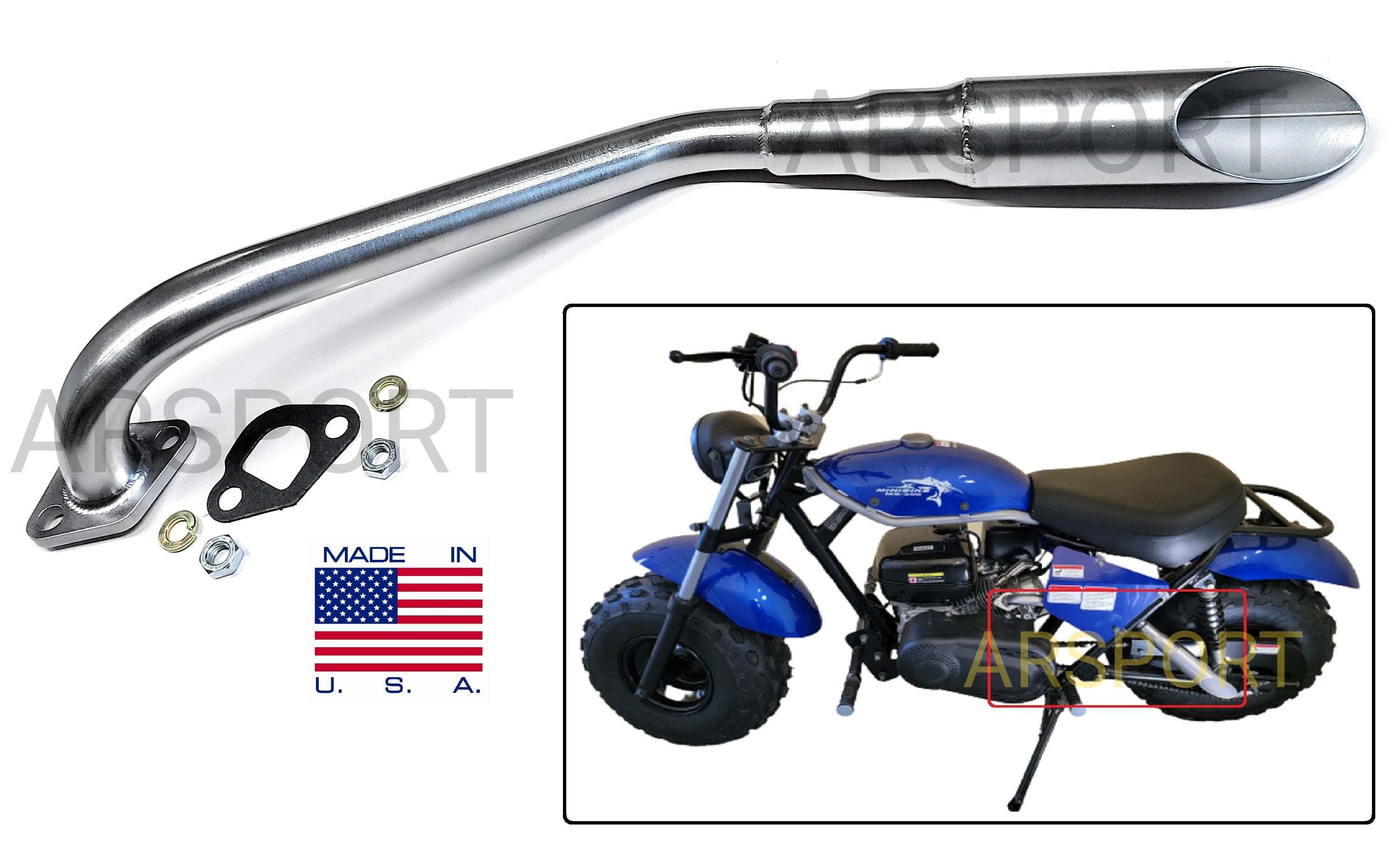 Exhaust Header pipe for TrailMaster MB200-2 / Hurricane 200X Minibike ...