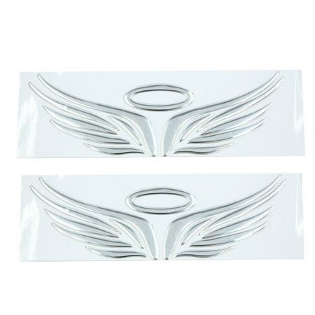 Unique Bargains 2pcs Silver Tone Angel Wings Pattern Automotive Car ...