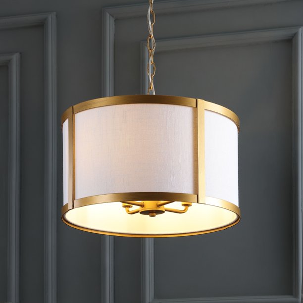 Thatcher 17" Metal LED Pendant Light, Gold/White - Walmart.com