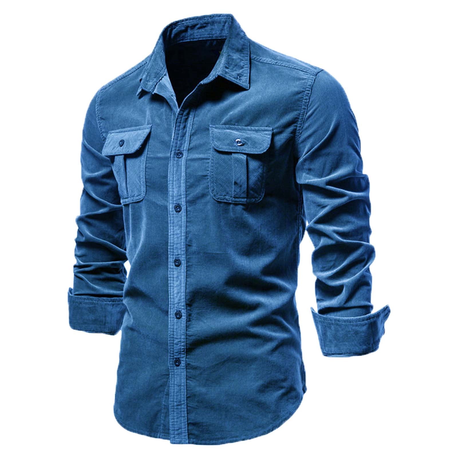 Click here for Yievot Mens Cotton Corduroy Shirt Long Sleeve Butt... prices