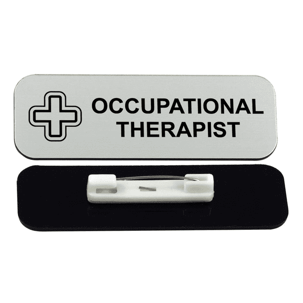 Occupational therapist 1 x 3" Name Tag/Badge, Silver, (3 Pack ...