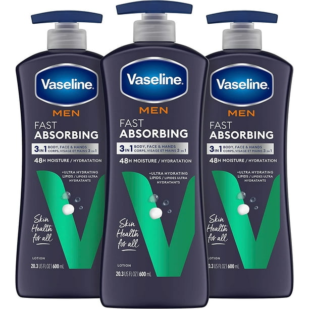 Vaseline Men Healing Moisture Body and Face Lotion, Fast Absorbing 20.3 ...