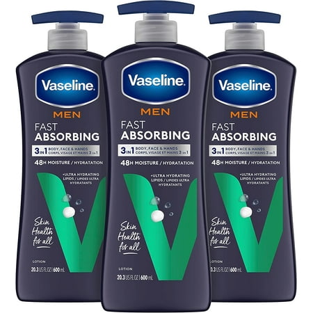 Vaseline Men Healing Moisture Body and Face Lotion, Fast Absorbing 20.3 ...
