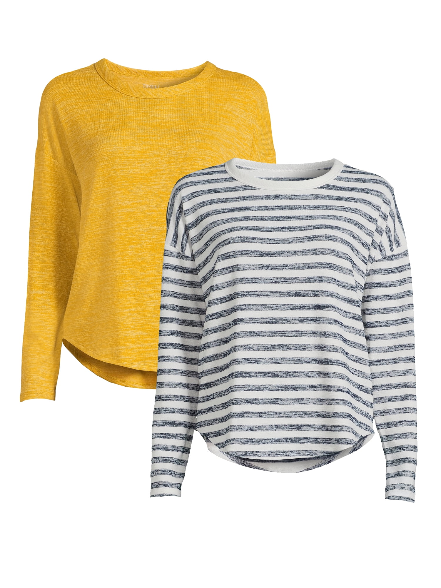 Time and Tru Women's Long Sleeve Hacci Top (2 Pack) - Walmart.com