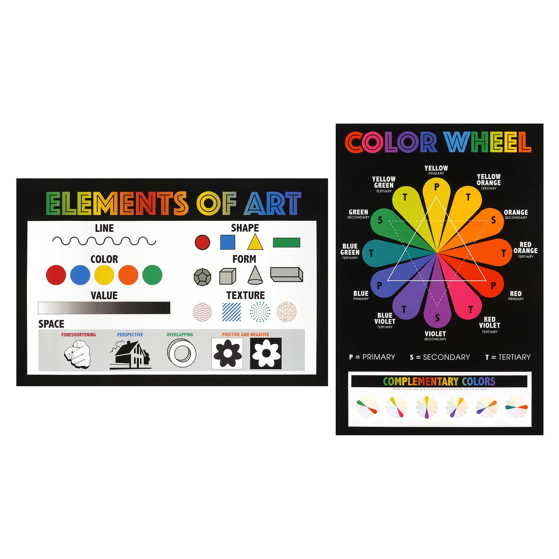 12 Packs: 2 ct. (24 total) Color Wheel & Elements of Art Posters by B2C ...