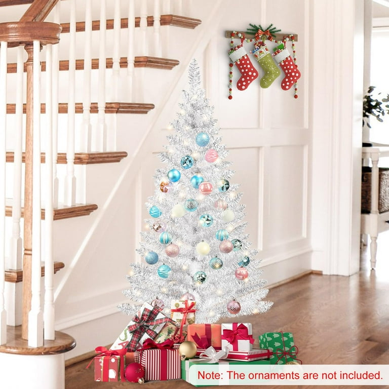 Silver Tinsel Tree With Lights Aluminum & Tinsel Christmas Trees