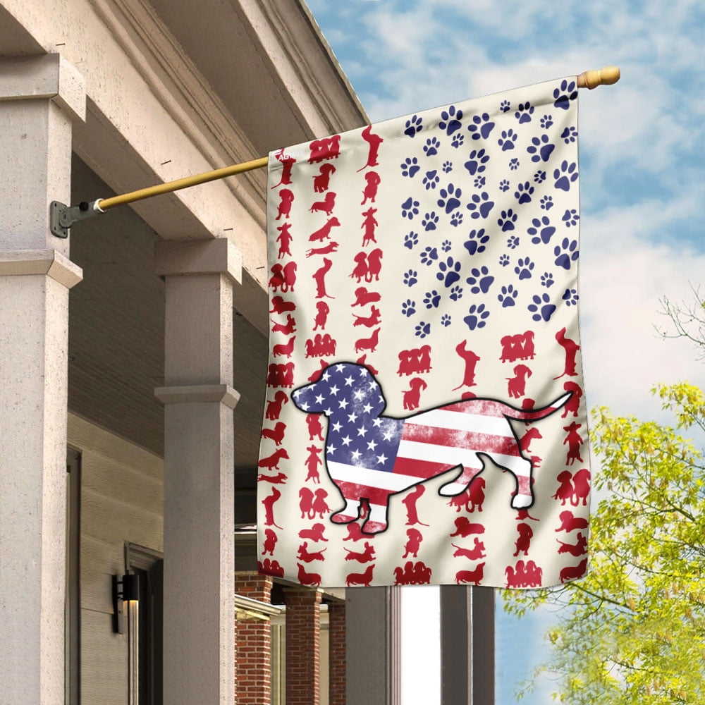 FLAGWIX American House Flag (29.5" x 39.5")- Dog Dachshund American ...