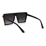 Unisex Mobster Mafia Flat Top Plastic Rectangular Sunglasses Black ...