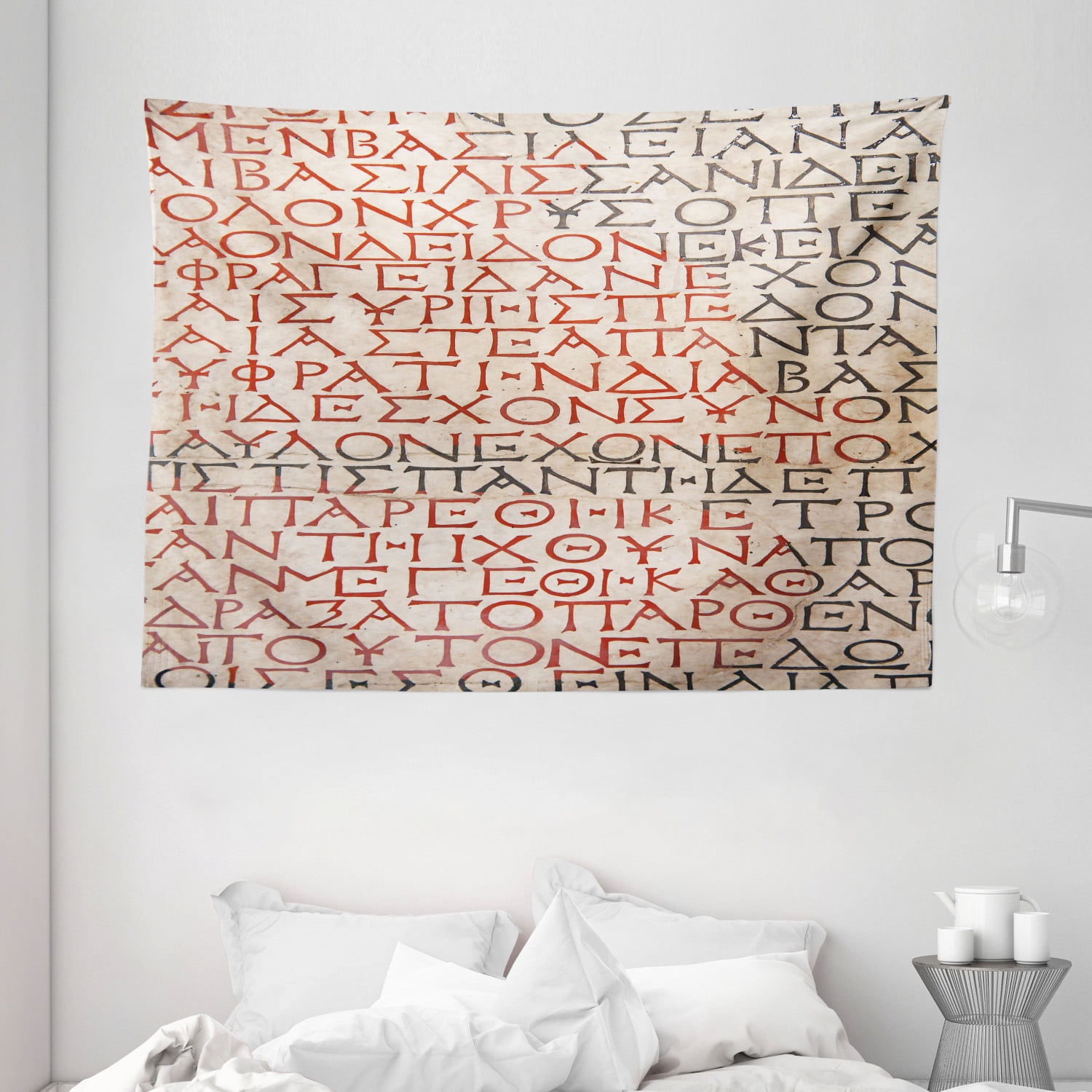 Toga Party Tapestry, Antique Latin Culture Alphabet Writing Carved on ...