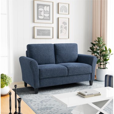Lifestyle Solutions Alexa Sofa with Rolled Arms, Blue Fabric - Walmart.com