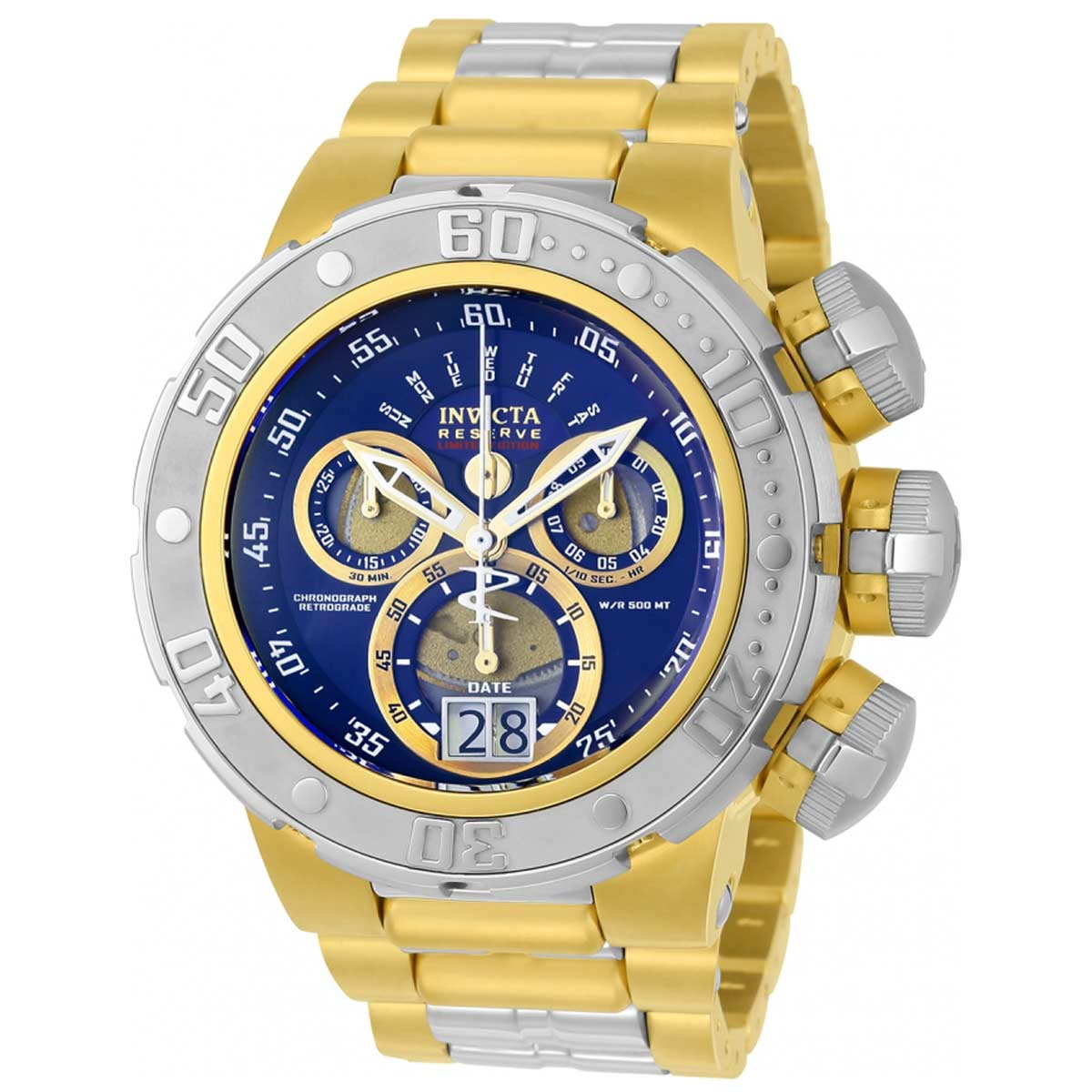 Invicta Men's 23565 Reserve Chronograph Blue Dial Two Tone Steel ...