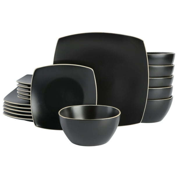 Matte Black Square Dinnerware Set