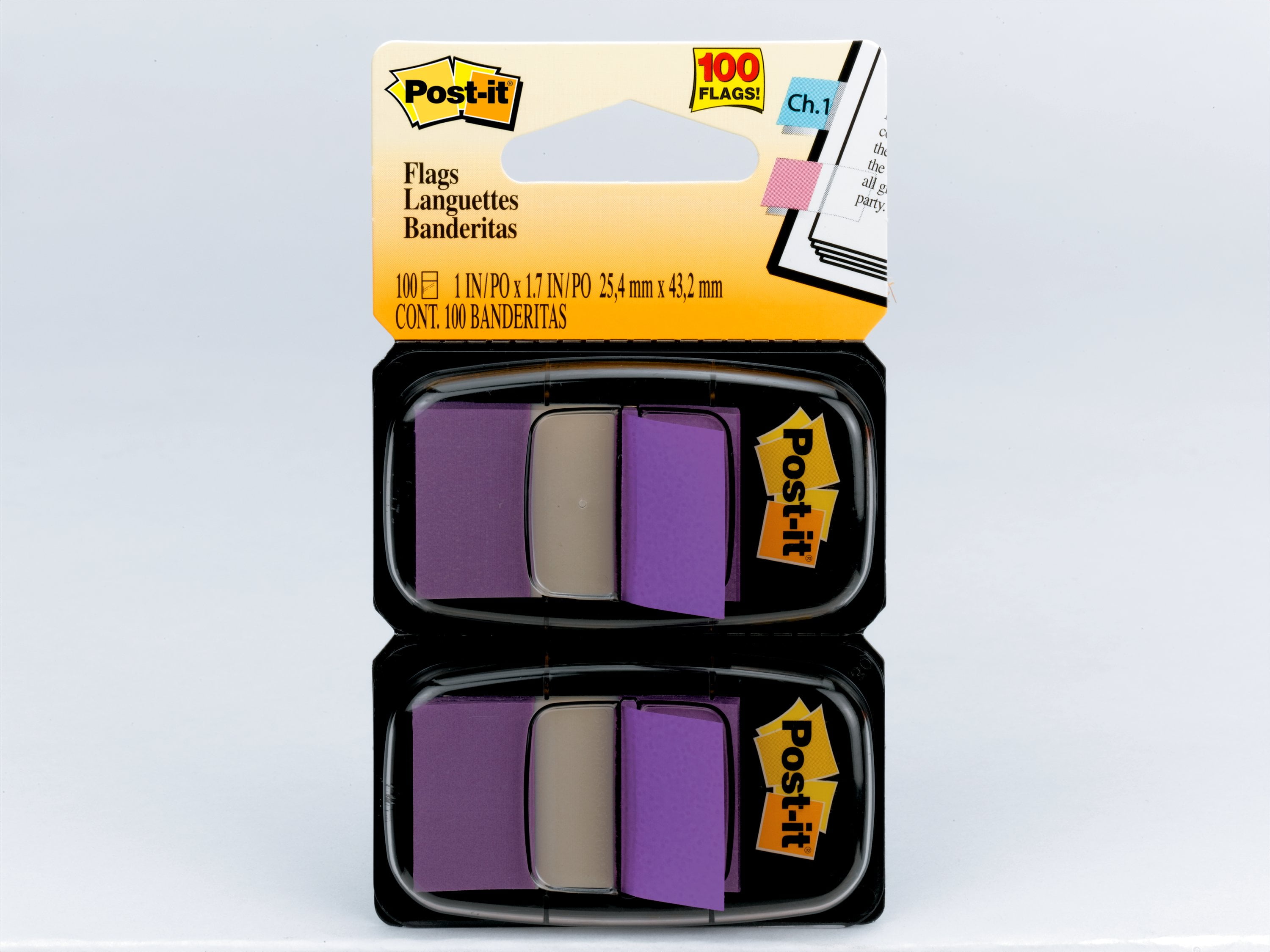 Post-it 1" Wide Flags, Purple, 50/Dispenser, 2 Dispensers/Pack ...