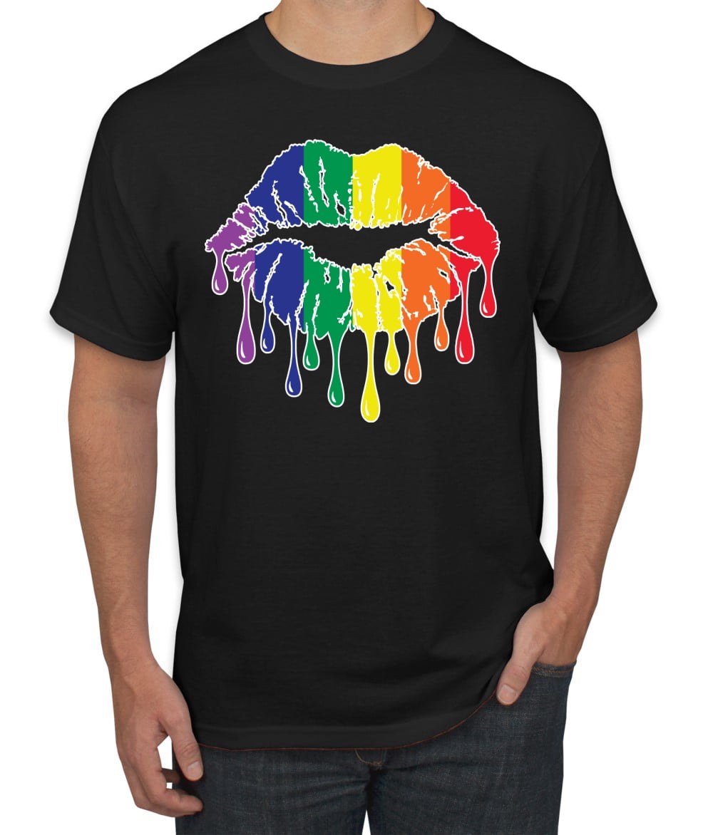 Rainbow Lgbtq Gay Pride Dripping Lips Lgbt Pride Mens Graphic T Shirt