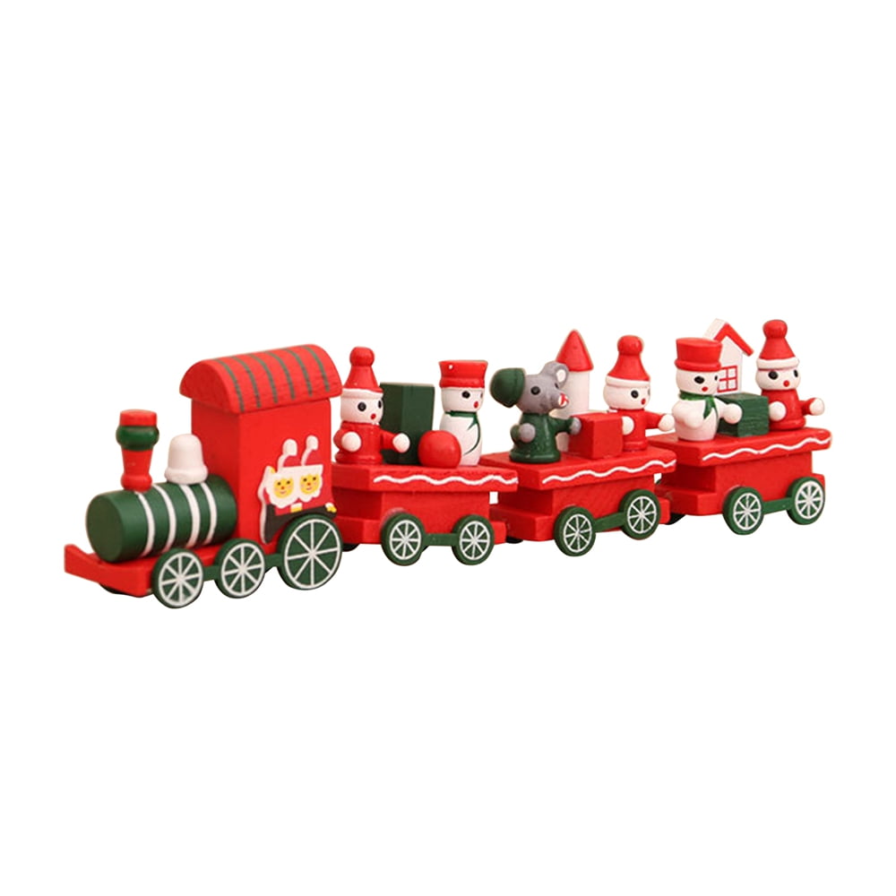 Baywell Christmas Train Decorations Mini Wooden Train Set Toys Party ...
