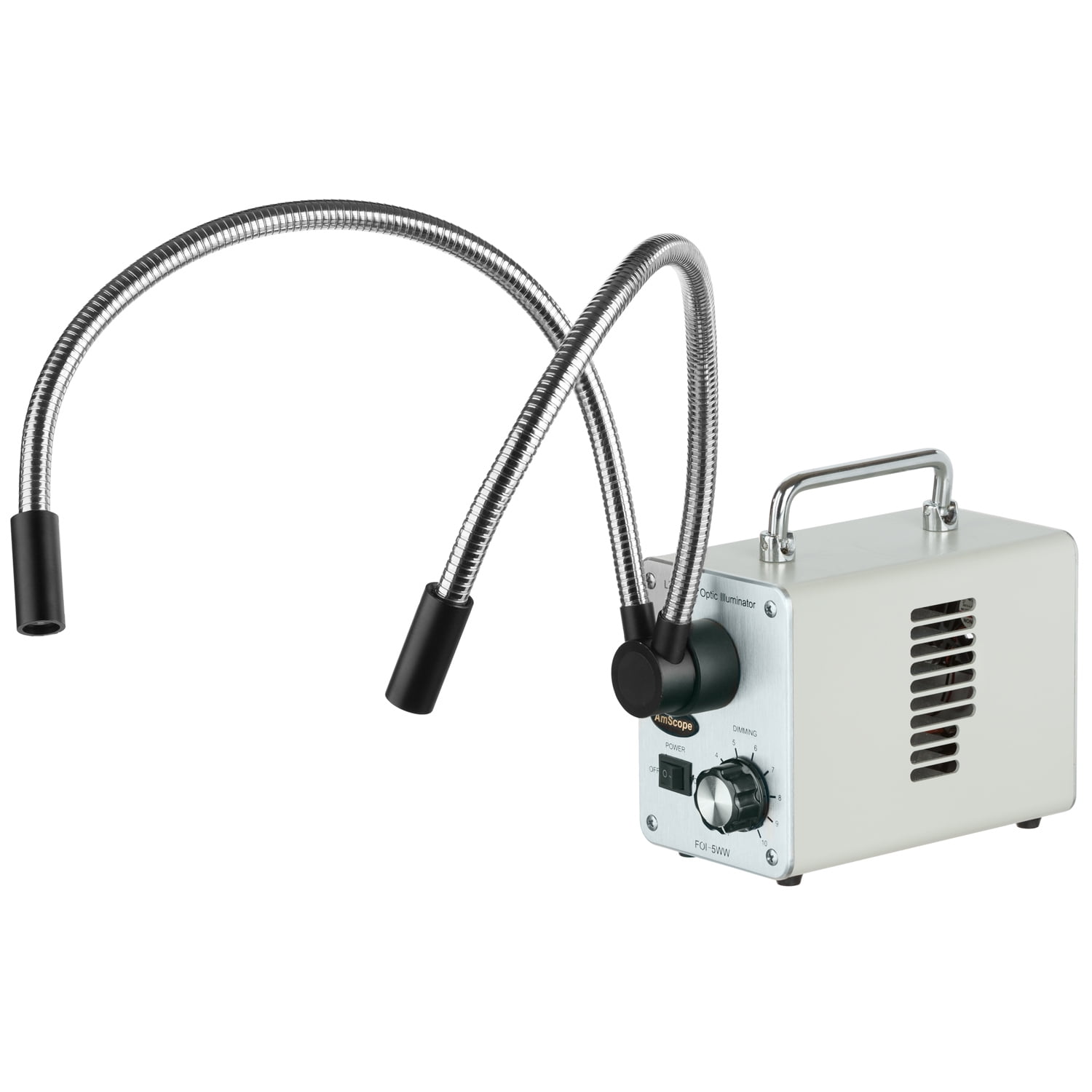 AmScope 50W LED Fiber Optic Dual Gooseneck Lights Microscope ...