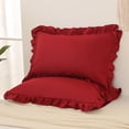 Burgundy Pillow Shams Standard Pillowcases 20x26inch Cute Ruffle Solid Pillow Cover Set of 2 ...