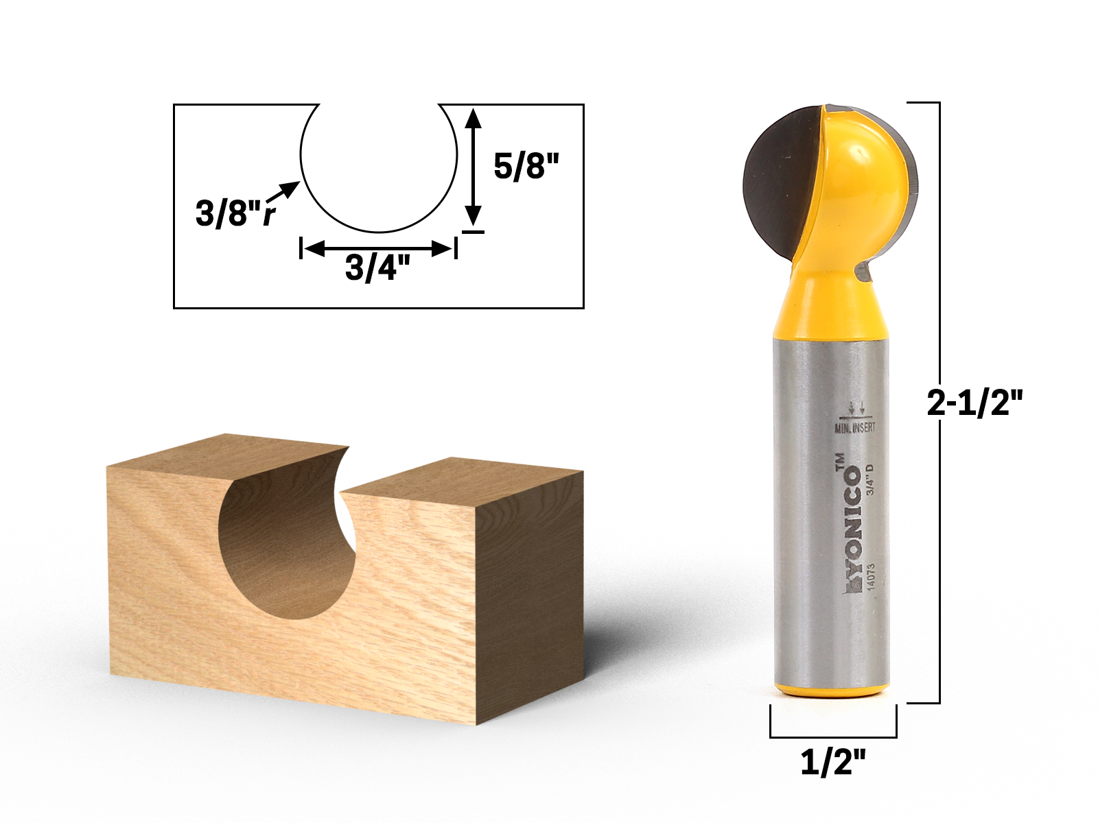 Magnate 7601X Pattern Router Bits — 1/2" Cutting Diameter; 3/4" Cutting ...