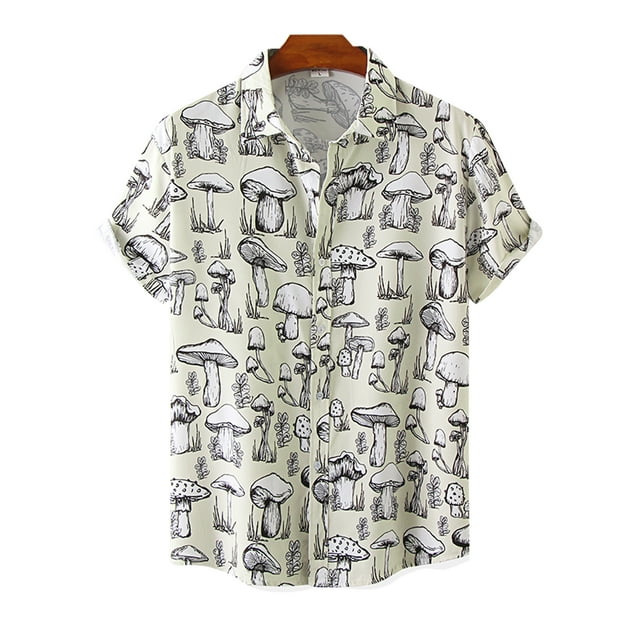 Colisha Mens Casual Loose Summer T Shirt Fashion Mushroom Printed Lapel ...