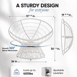 Bme Papasan Chair with Fabric Cushion, Metal Swivel Base, Turquoise Gem ...