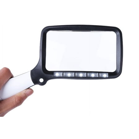 Rectangular Reading Magnifier with 5 LED Lights, 2 Intensity Modes and ...