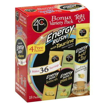 4C® Totally Light® Tea2Go® Energy Rush Variety Pack 18 ct Box - Walmart.com