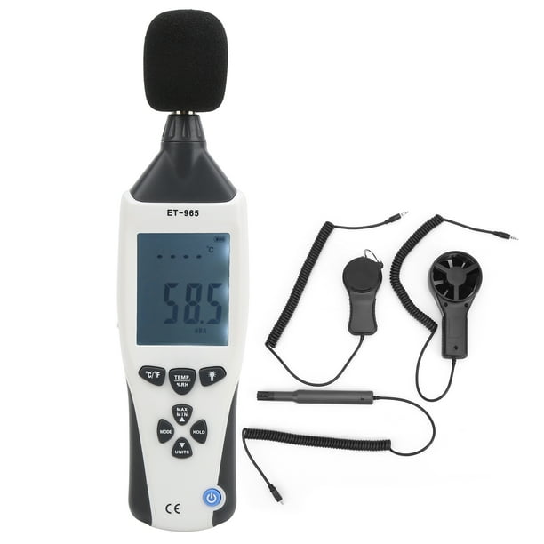 ET‑965 Environment Meter 5‑in‑1 LCD Temperature Humidity Sound Level ...