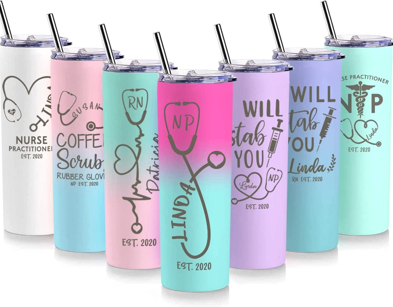 Nurse Gifts For Women Personalized 20oz Custom Skinny Wine Tumbler With ...
