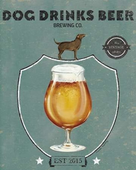 Dogs Drinking Beer Poster