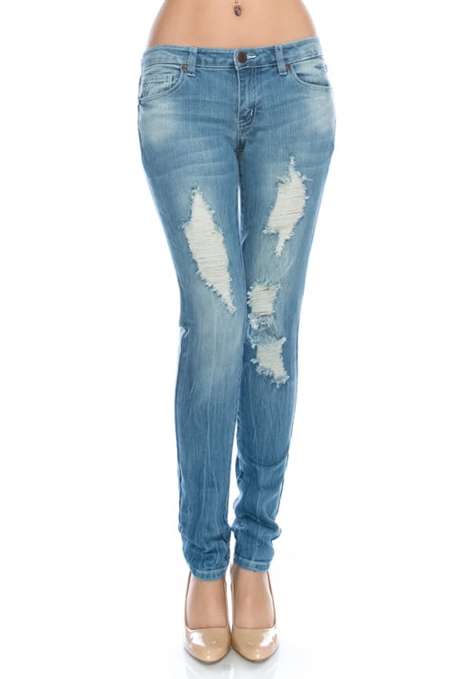 Washed Low Rise Skinny Jeans - Walmart.com