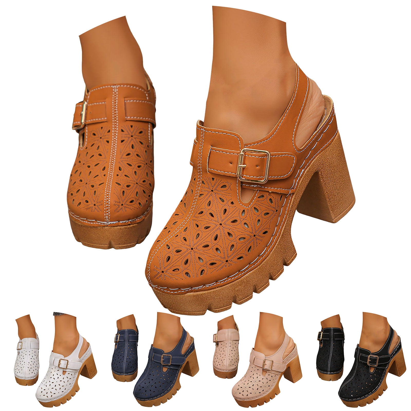 Click here for Pandaie Platform Chunky Heeled Sandals For Women 2... prices