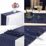 JYFLZQ Navy Blue Sequin Table Runners 12 x 108 inch Pack of 5 Glitter ...