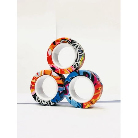 YANTA，3pcs Finger Magnetic Rings Colorful Fidget Toy Set Adult Magnets ...