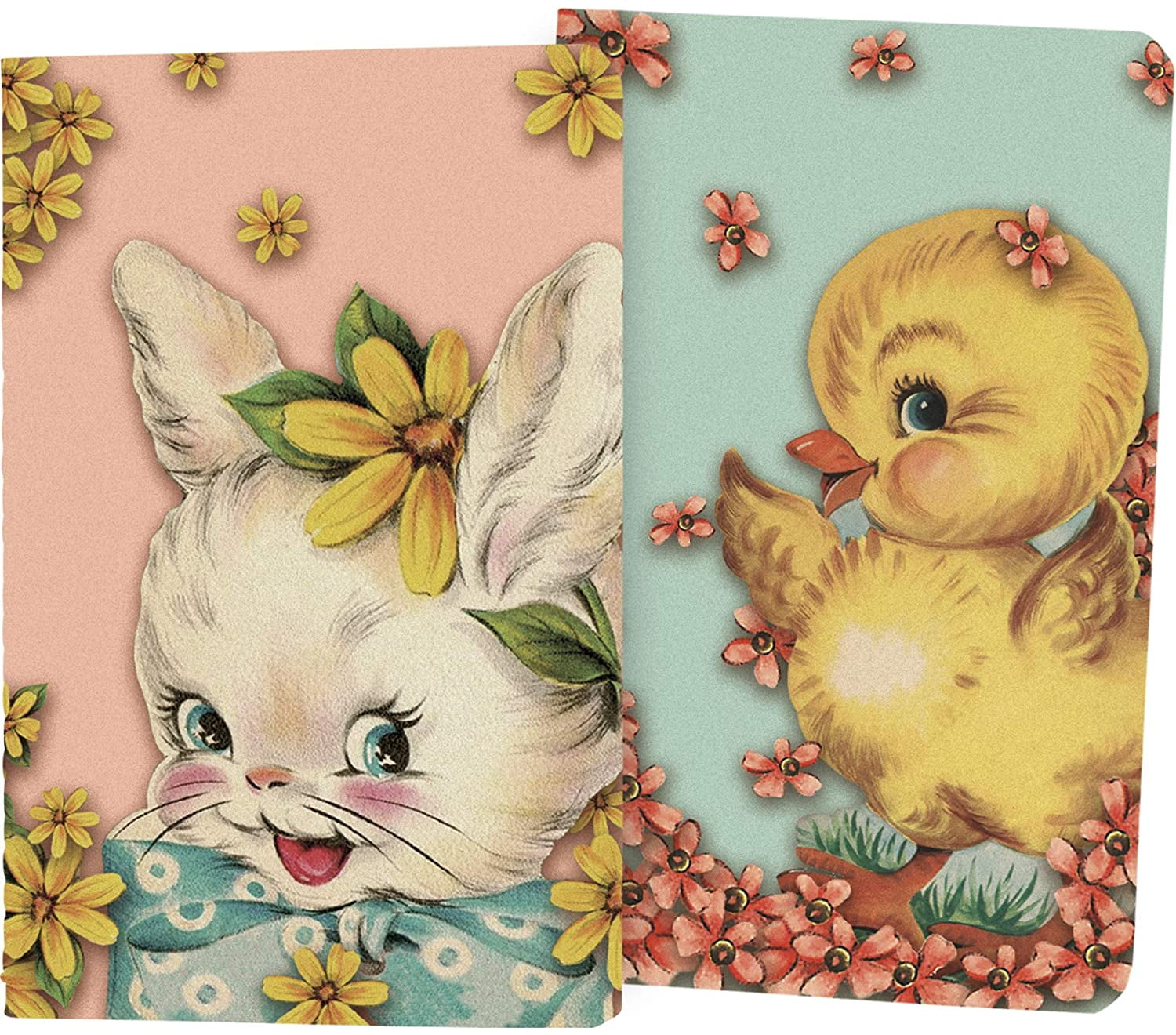 Hello Spring Retro Bunny and Chick Design Small Notebook Set, Set of 2 ...