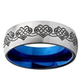 Celtic Knot Heart 8MM Dome Gray and Blue Tungsten Men Ring - Walmart.com