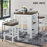 LUCKHAO 3 Piece Pub Dining Set , Counter Height Pub Table with 2 Bar ...