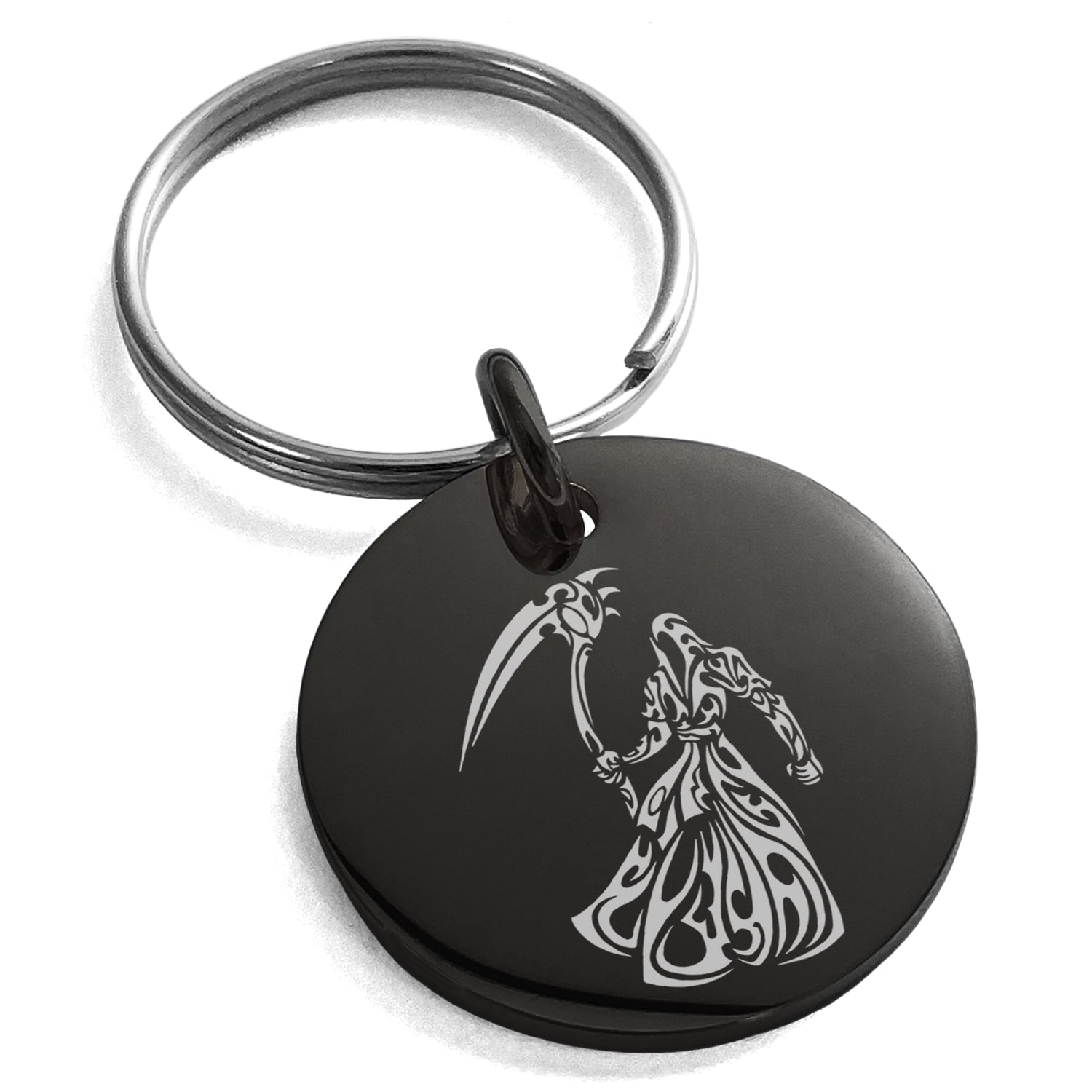 Stainless Steel Harbinger Grim Reaper Engraved Small Medallion Circle ...