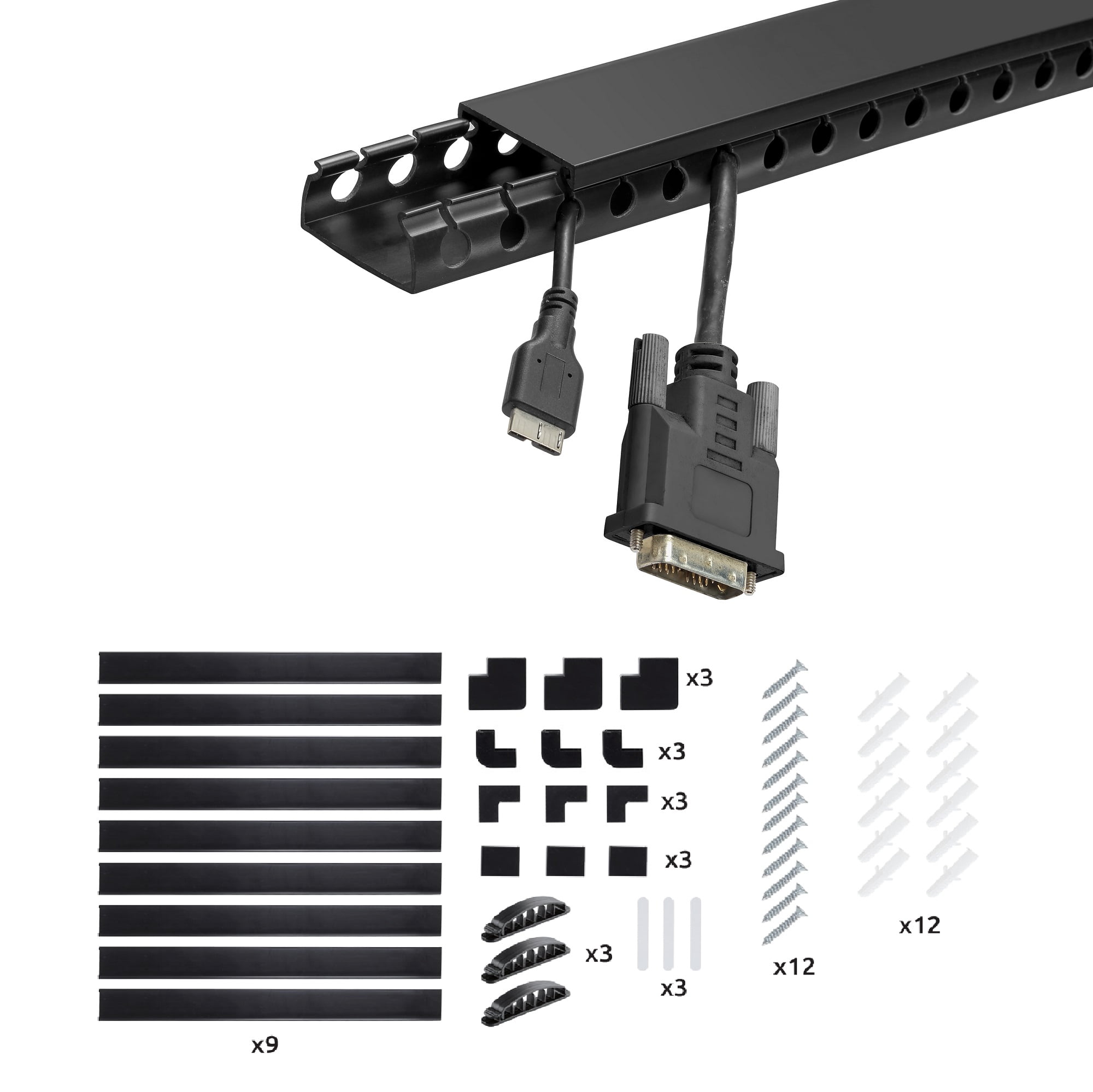 Link2Home Cable Raceway 9 Pack, Open Slot Wiring Raceway Self-Adhesive ...