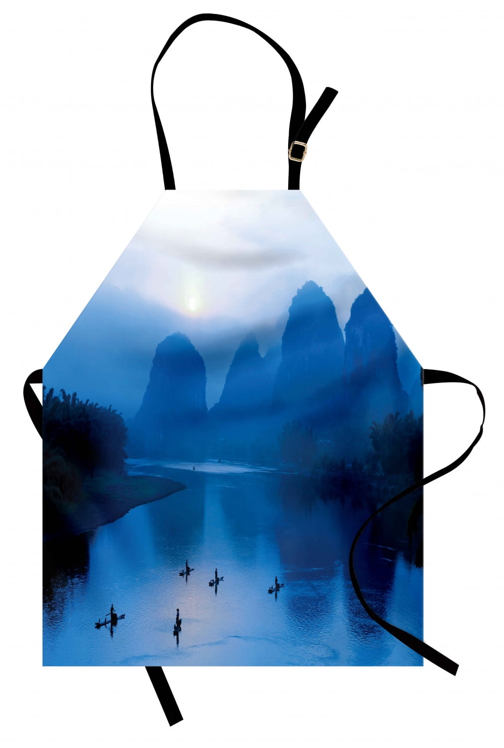 Asian Apron Sunrise with Bamboo Raft at Yangshuo on Li River China ...