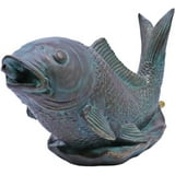 Elegant Verdigris Koi Decorative Pond Statuary Fountain Spitter ...
