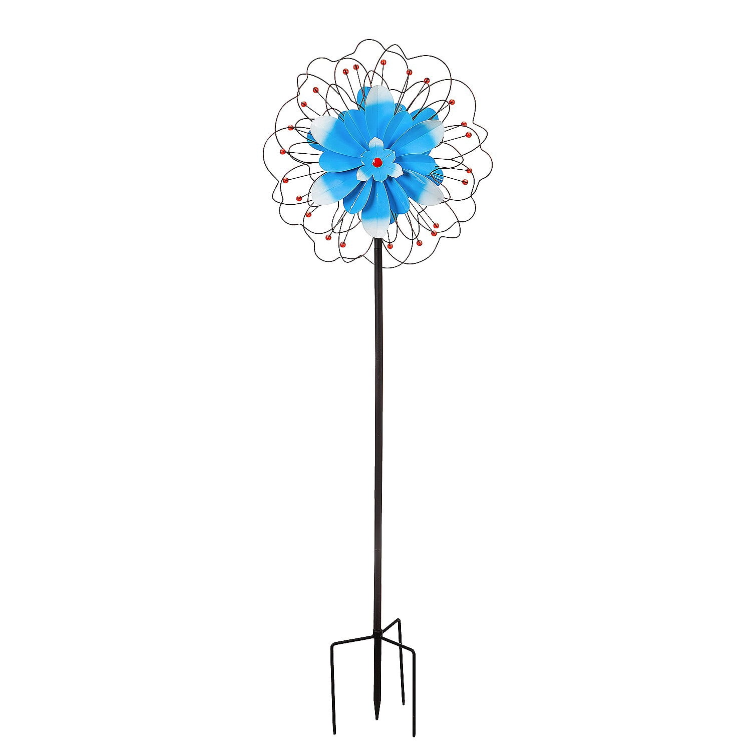 Evergreen 75"H Wind Spinner, Blue Floral with Wire Detailing - Walmart.com