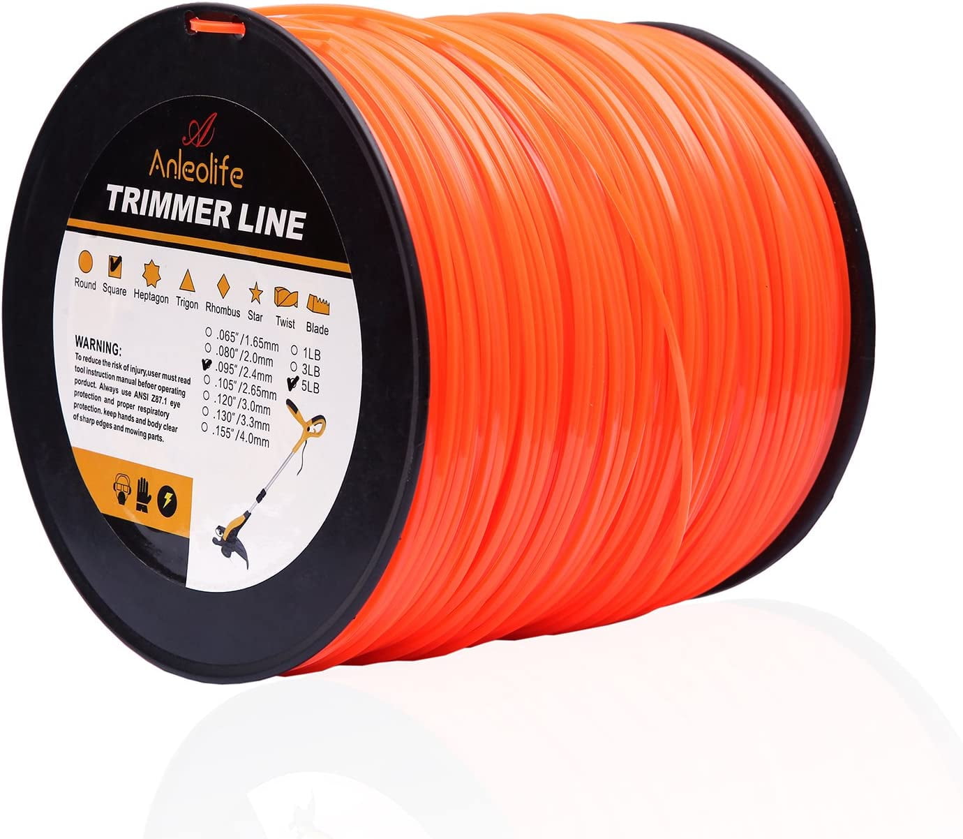 5-Pound Commercial Square .095-Inch-by-1280-ft String Trimmer Line in ...