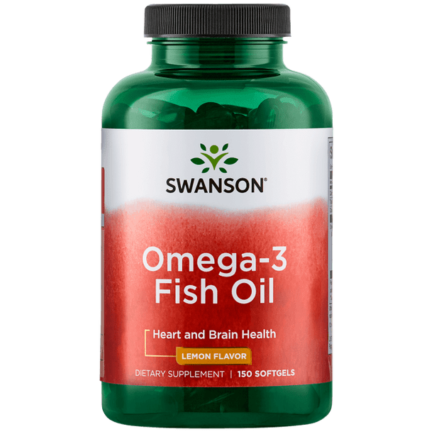 Swanson Omega-3 Fish Oil - Lemon Flavor Softgels, 1 g, 150 Count ...
