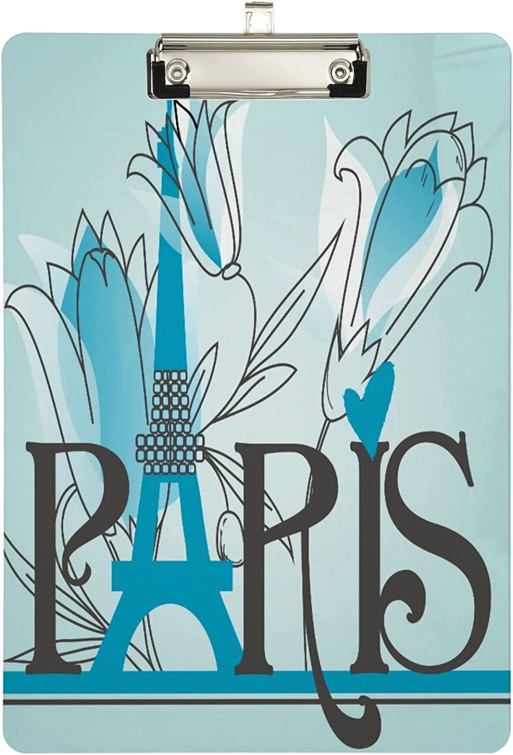 ZHANZZK Stylish Art Paris Eiffel Tower Flowers Clipboard Hardboard Wood ...