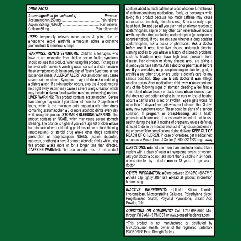 Excedrin Extra Strength GeriCare Extra Strength Pain Relief ...