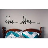 Master Bathroom Décor His Hers Cursive Art Bedroom Wall Decals Stickers ...