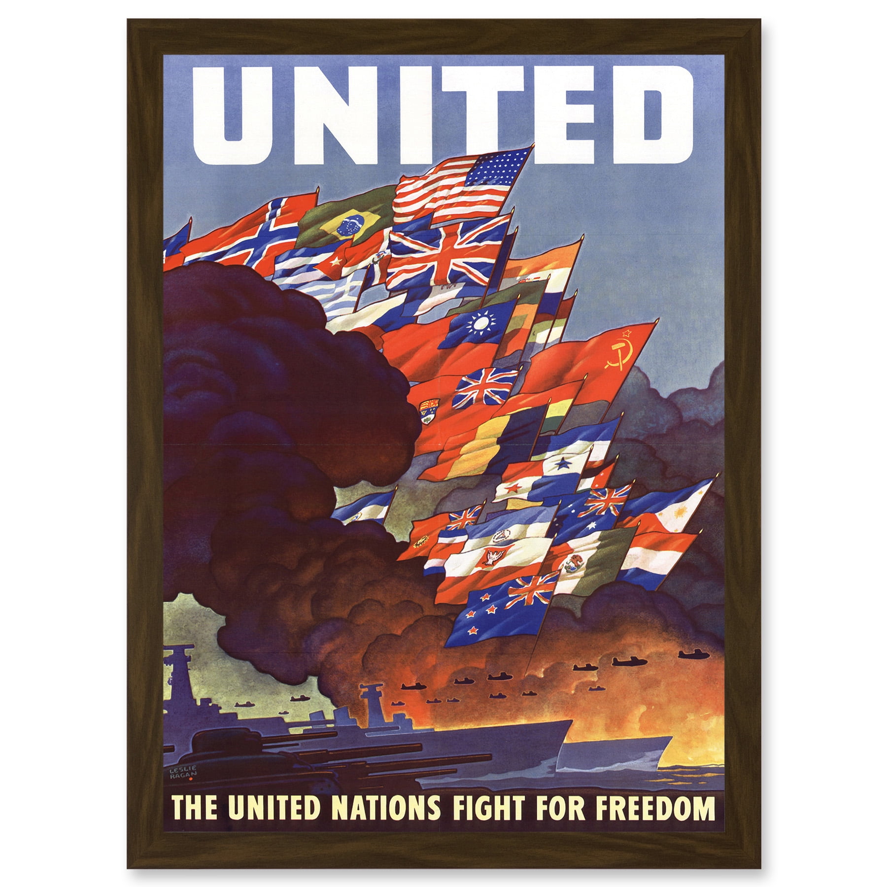 WW2 World War Allies United Nations Fight Freedom Vintage A4 Artwork ...